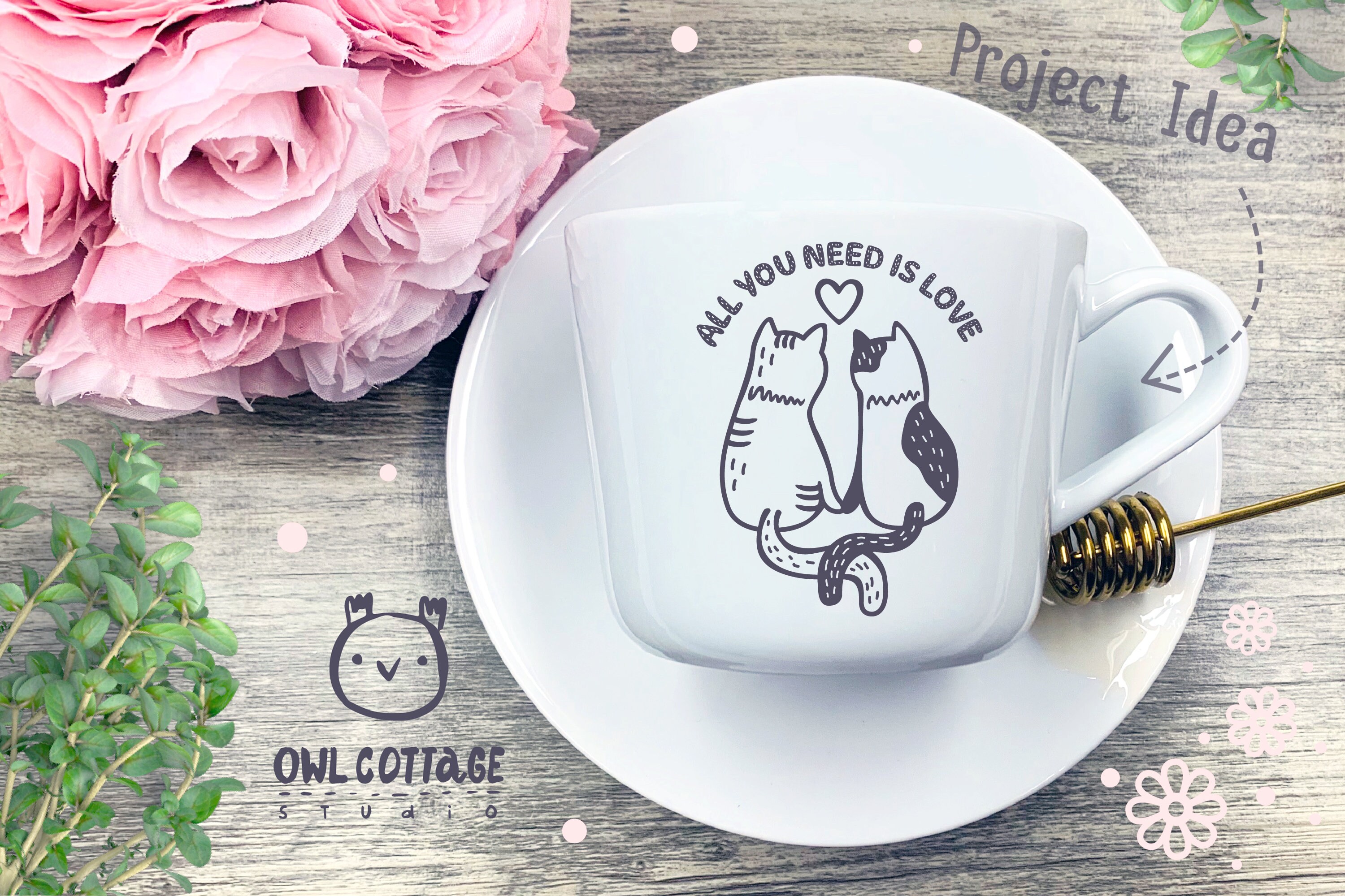 Valentine Cats Couple svg Cats Clipart Valentine's Day | Etsy