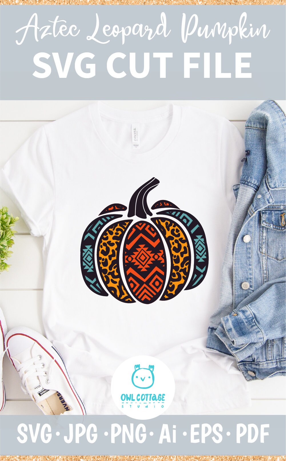 Aztec Cheetah Pumpkin svg Patterned Pumpkin cut file | Etsy