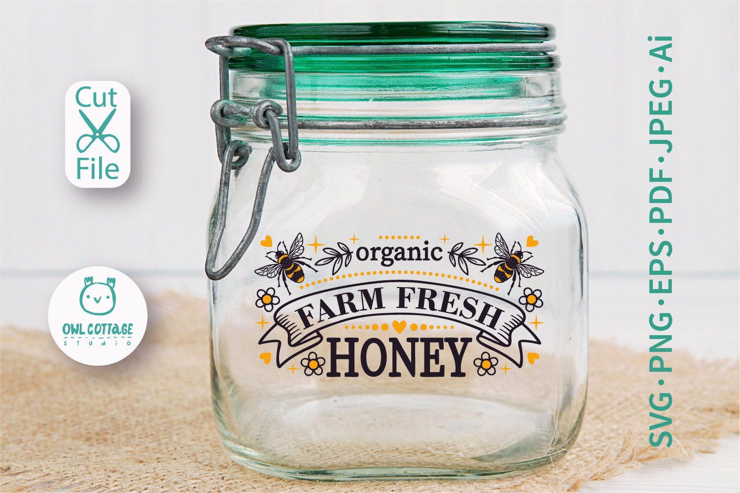 Farm Fresh Honey SVG| Honey Packaging Design Cut File| Honey Label ...