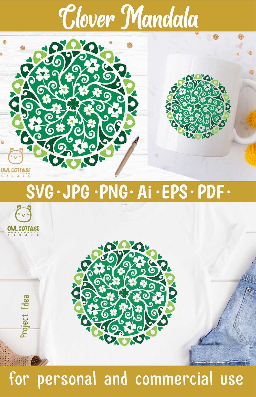 St Patricks Day Clover Mandala SVG Shamrock Mandala Svg - Etsy