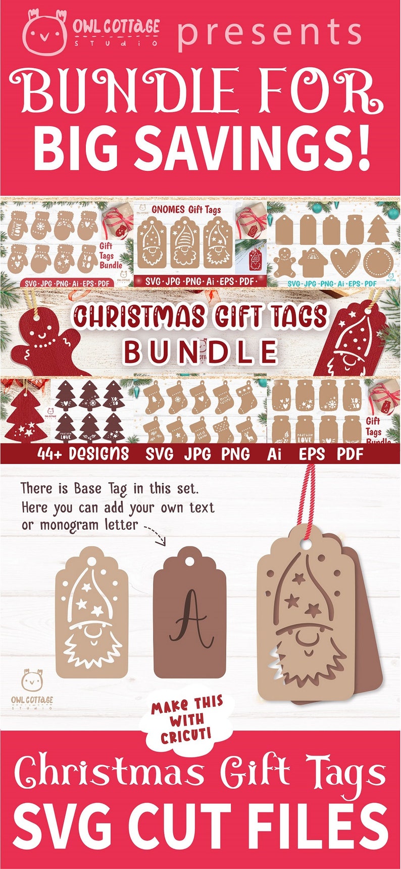 Christmas Gift Tags SVG Bundle Gift Tags Labels SVG Cut - Etsy