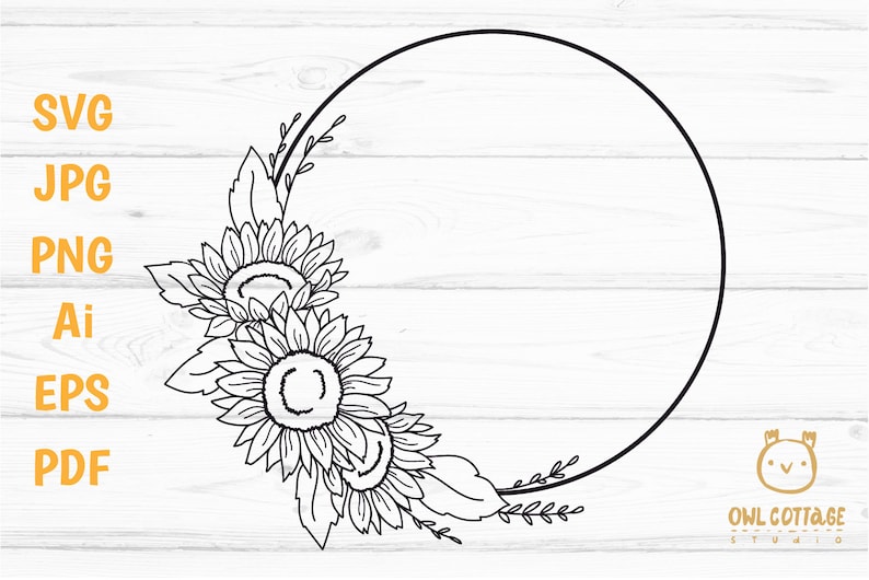 Sunflower Circle Frame Svg Decorative Sunflower SVG - Etsy