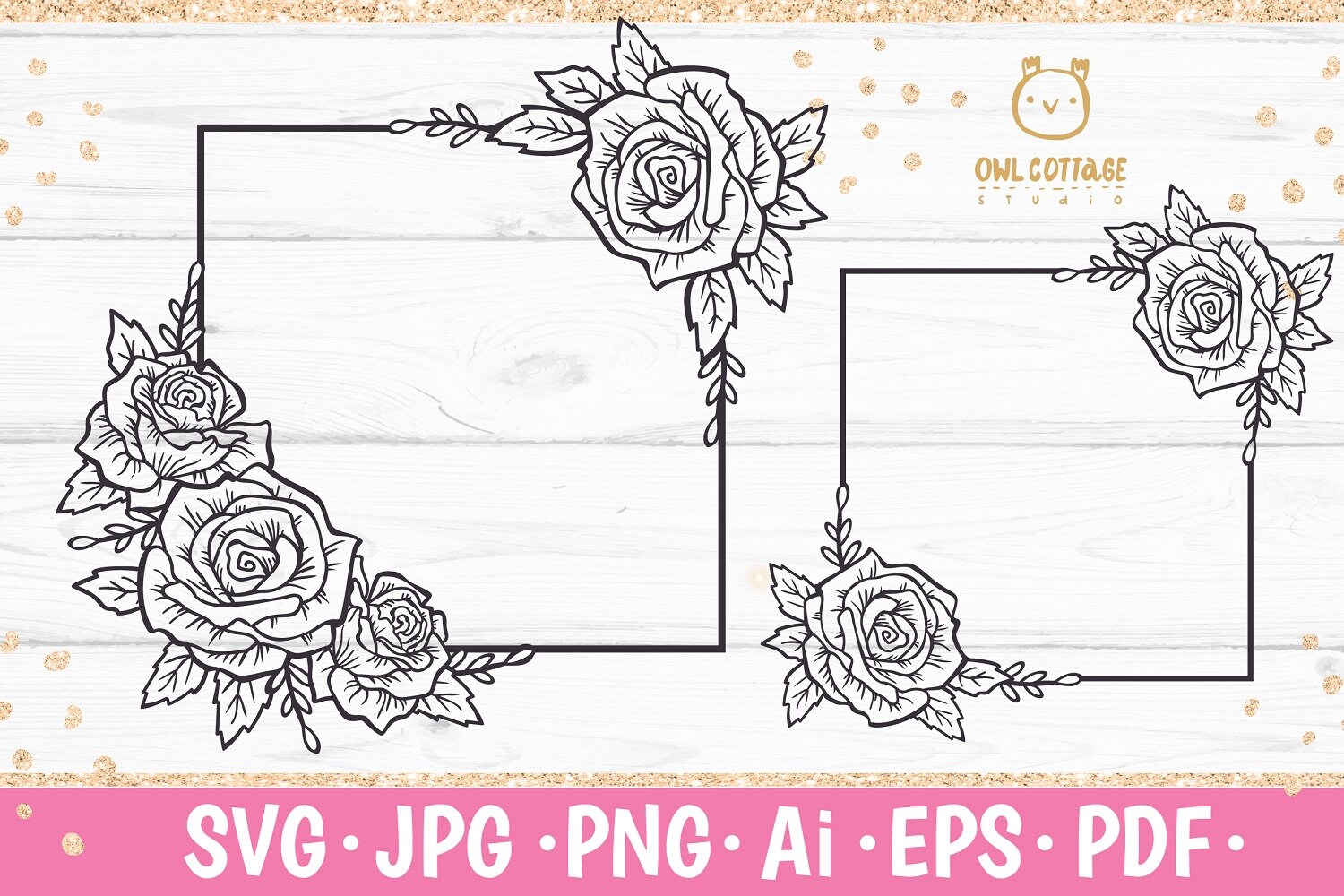 Rose square frames SVG rose svg Wedding flowers Flowers | Etsy