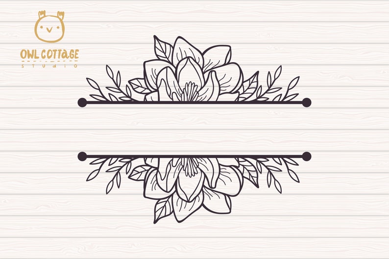 Magnolia Monograms SVG Split Border Monogram Wedding - Etsy