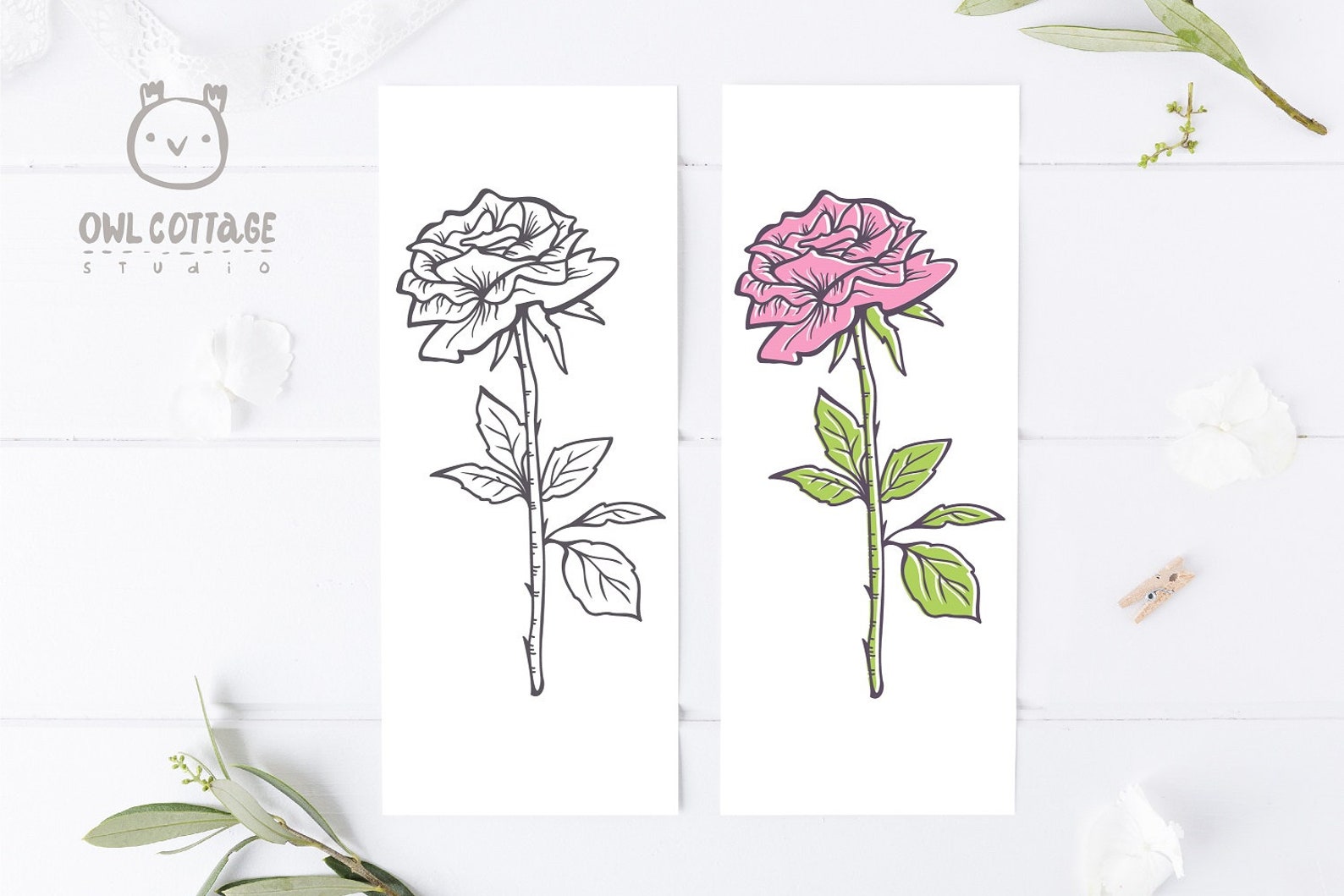 Simple ROSES Svg BUNDLE Rose Svg Rose Clipart Rose Svg Cut | Etsy