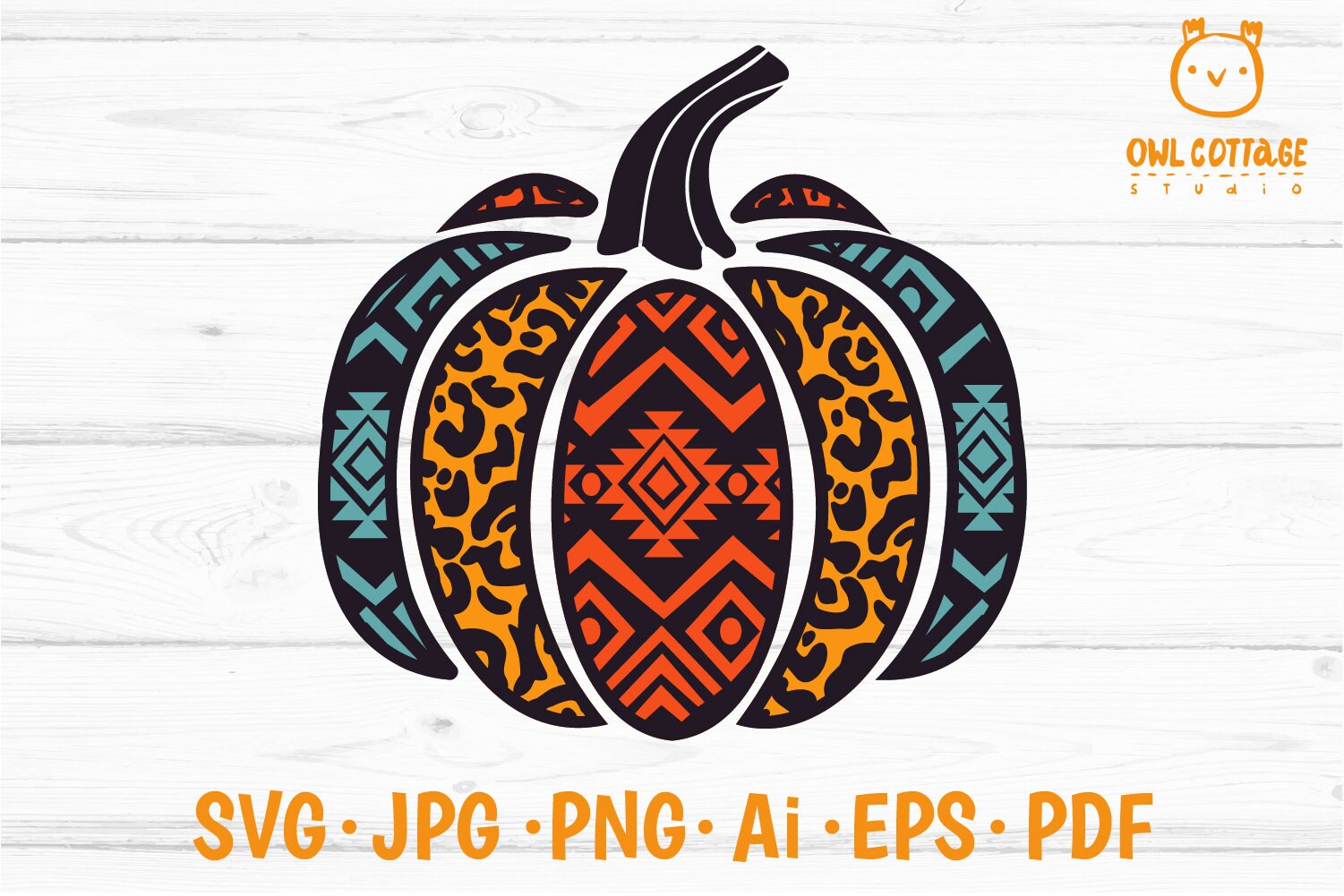 Aztec Cheetah Pumpkin svg Patterned Pumpkin cut file | Etsy