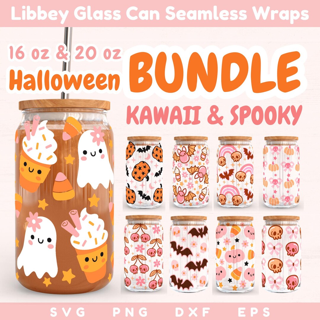 Halloween Bundle, Kawaii Libbey Glass SVG 16 Oz, 20 Oz, Spooky Glass ...