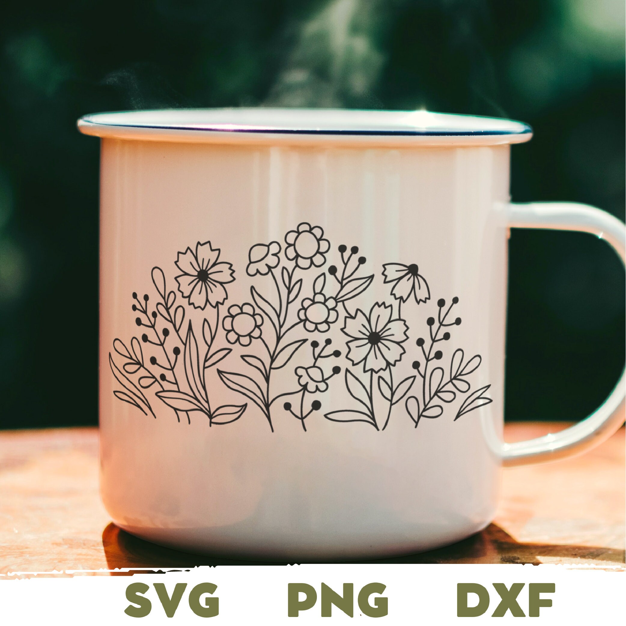 Wildflowers Drawing Cut File Floral Border SVG Wildflowers - Etsy