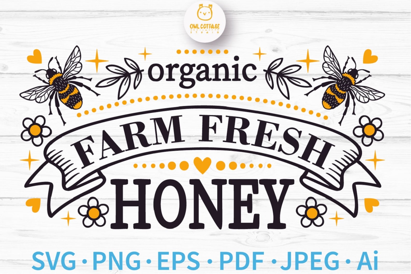 Farm Fresh Honey SVG| Honey Packaging Design Cut File| Honey Label ...