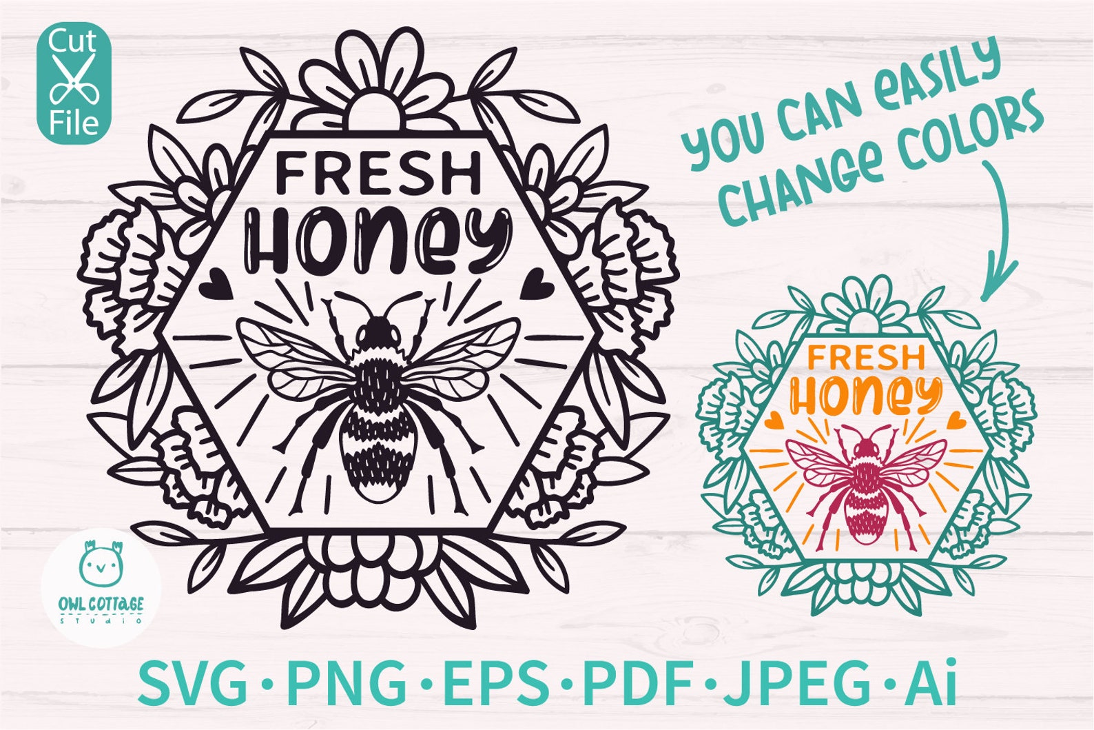 Fresh Honey SVG Honey Packaging Design Cut File Honey Label - Etsy