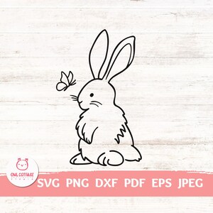 Easter Bunny With Butterfly SVG Cute Bunny Drawing, Easter Pictures ...