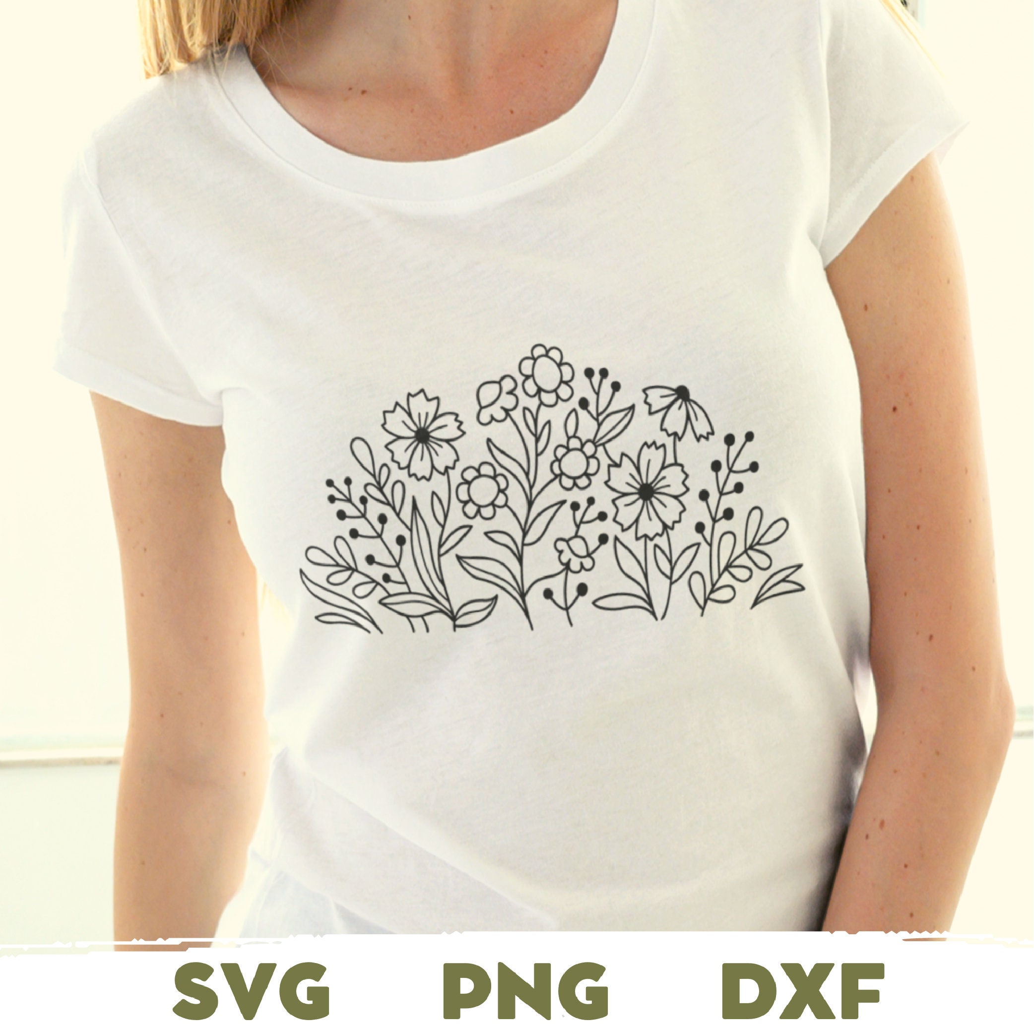 Wildflowers Drawing Cut File Floral Border SVG Wildflowers - Etsy