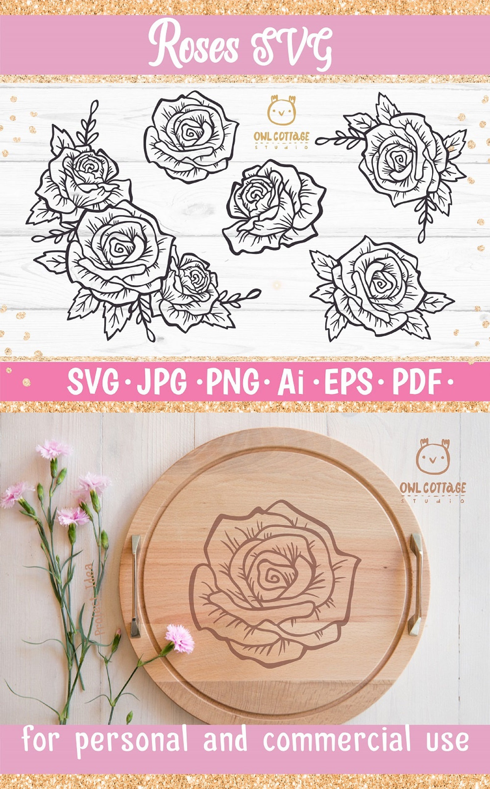 Rose SVG Rose PNG Wedding Flowers Flowers SVG Rose - Etsy