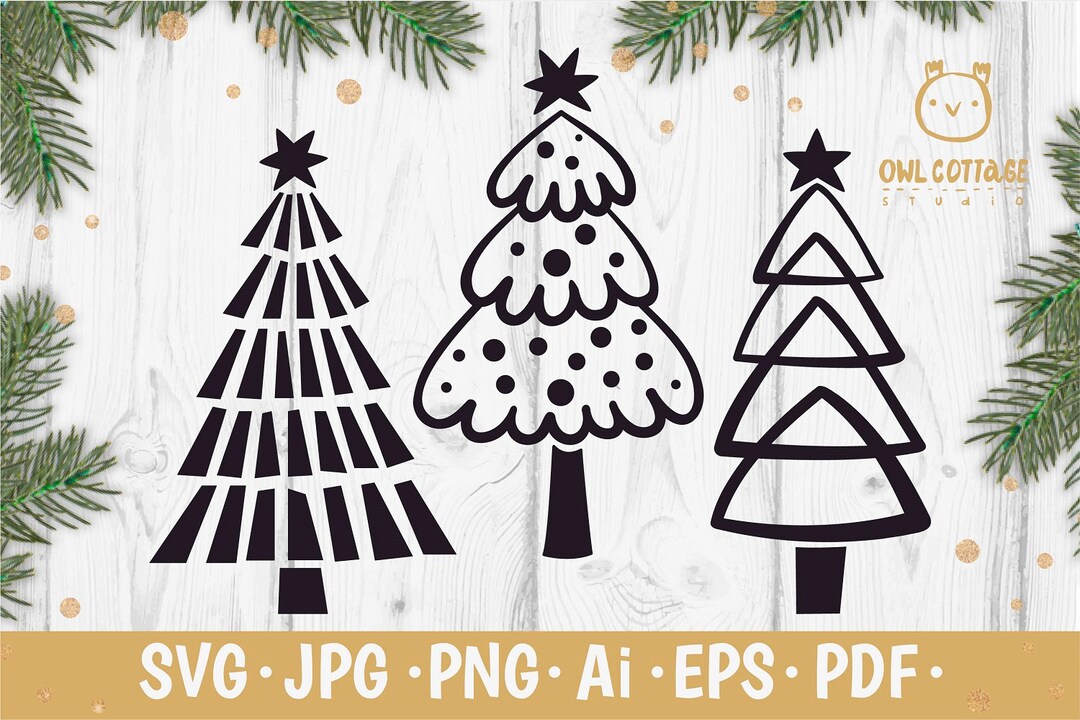 Christmas Trees SVG, Xmas Trees Svg Set, Scandinavian Style Decor, Xmas ...