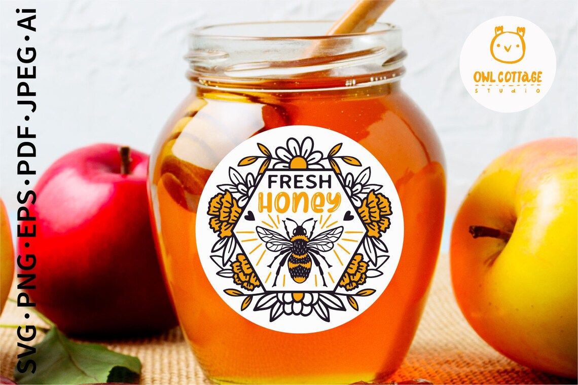 Fresh Honey SVG Honey Packaging Design Cut File Honey Label - Etsy