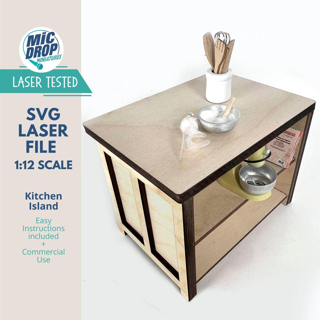 Digital Download Miniature Kitchen Island- 1:12 Scale SVG File for ...