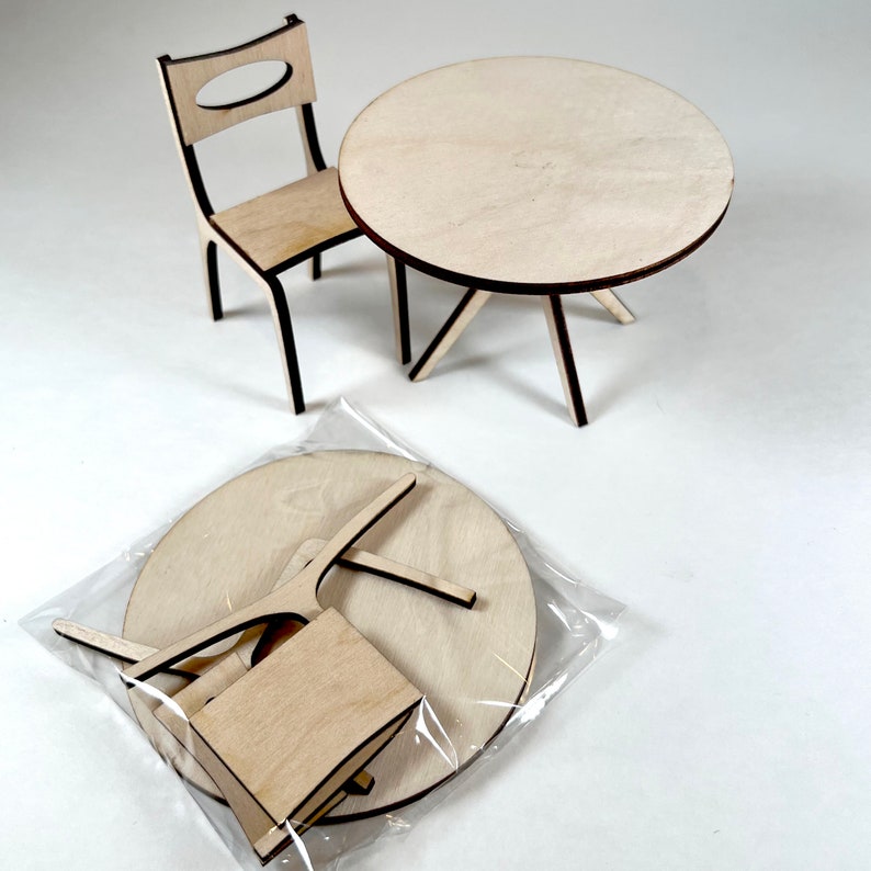 Miniature Table and Chair DIY Set 1:12 Scale - Etsy