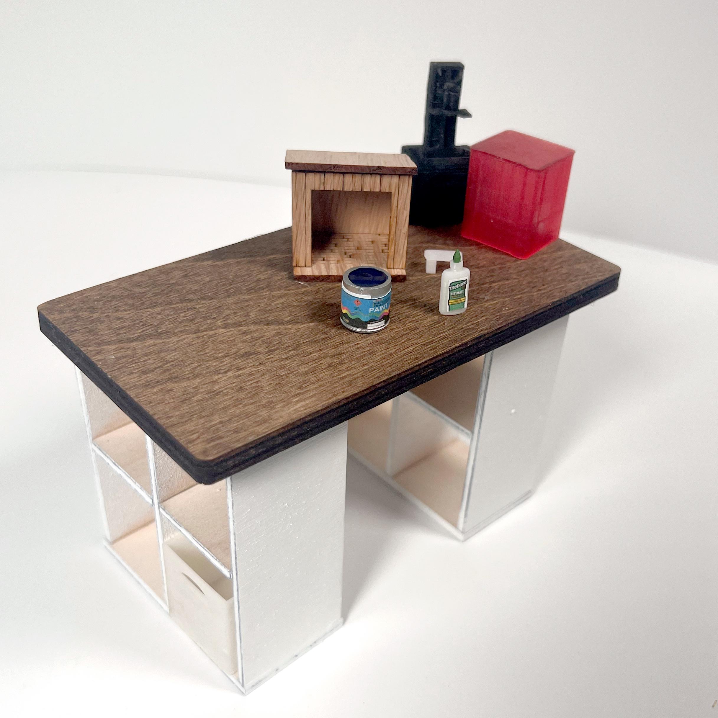DIY Dollhouse Miniature Crafting Table and Counter-height Chair - 1:12 ...
