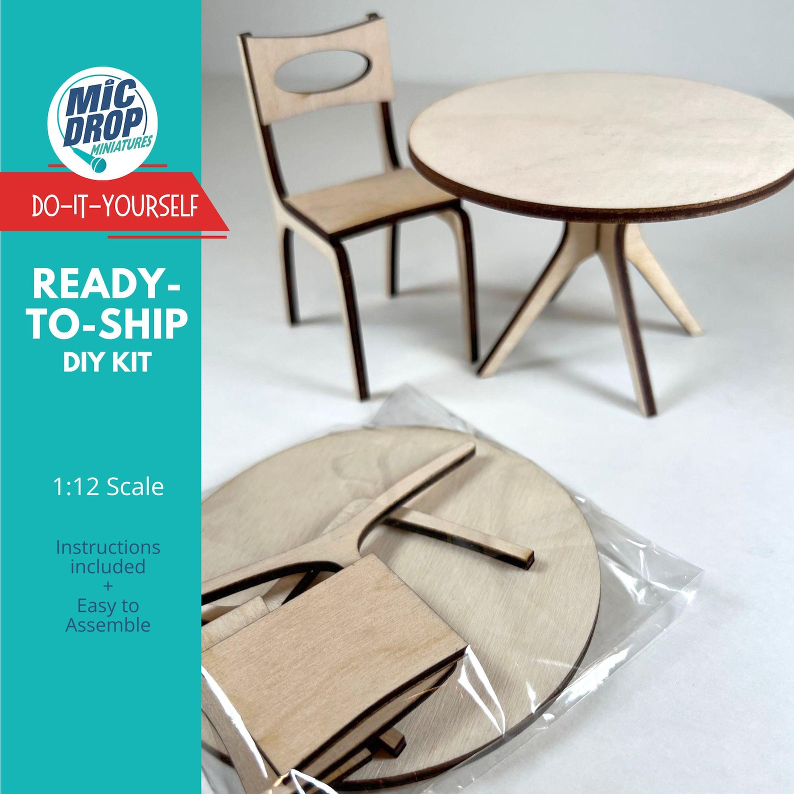 Miniature Table and Chair DIY Set - 1:12 Scale - Etsy