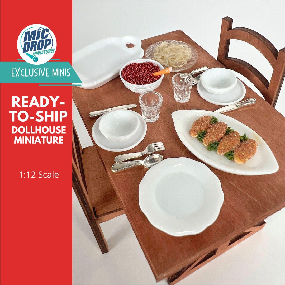 Dollhouse Miniature Dining Table Essentials | 1:12 Scale Kitchen Food ...