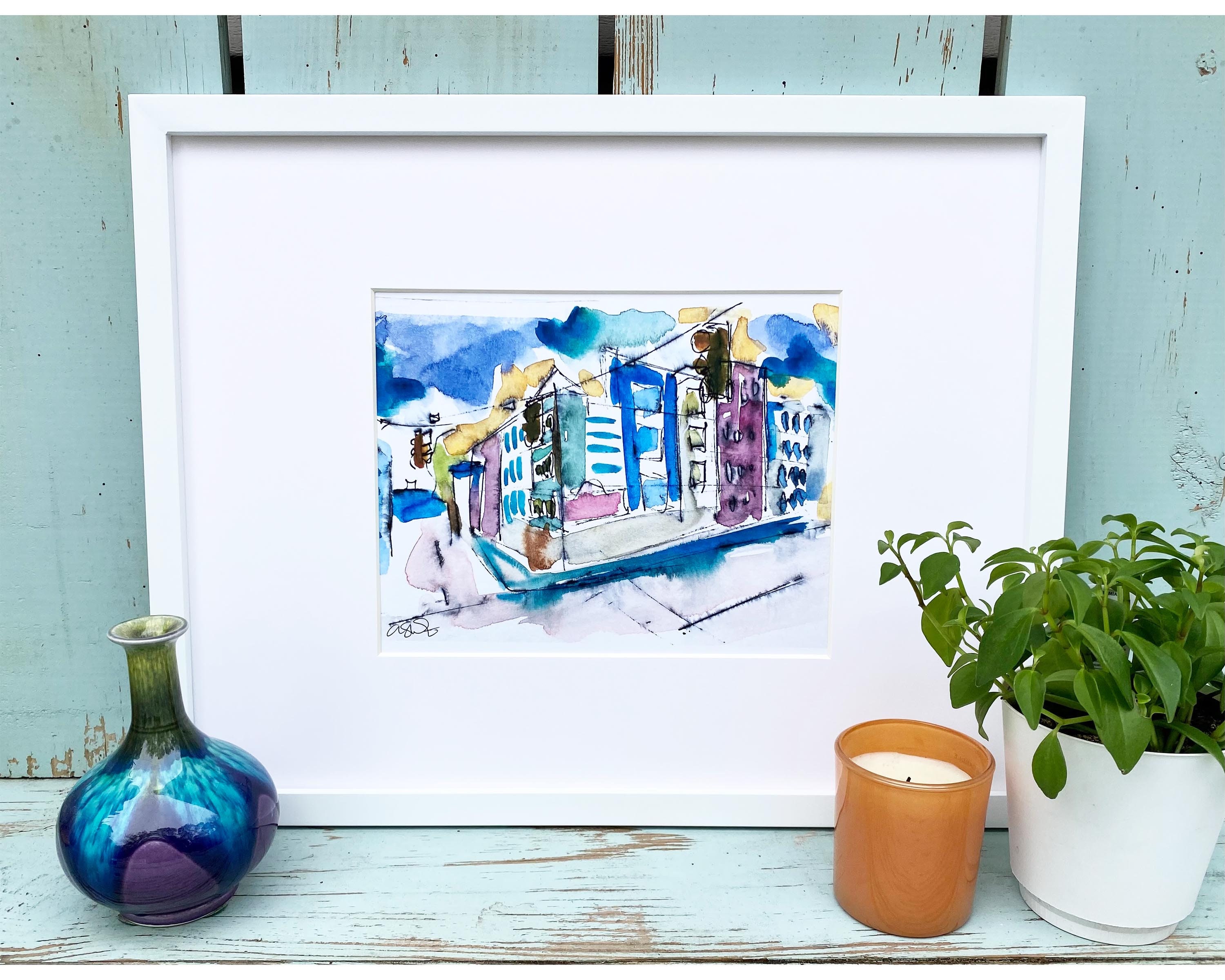 Colorful City Sketch, Watercolor Print, City Art Print, Watercolor ...