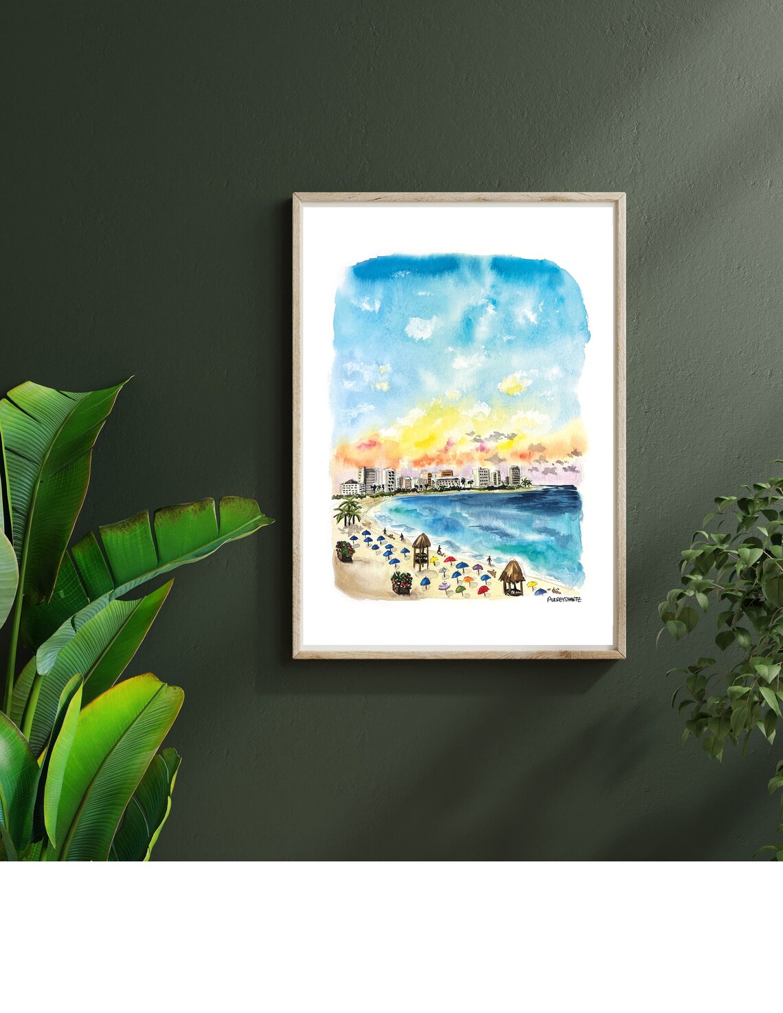Cancun Painting, Cancun Watercolor, Yukatan Peninsula, Playa Del Carmen ...