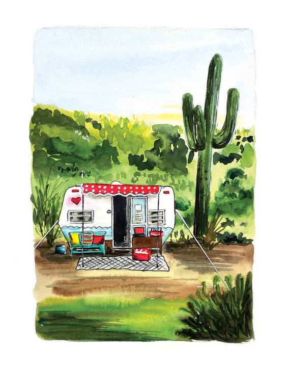 Vintage Camper Print Camping Art Print Vintage Camper Art - Etsy