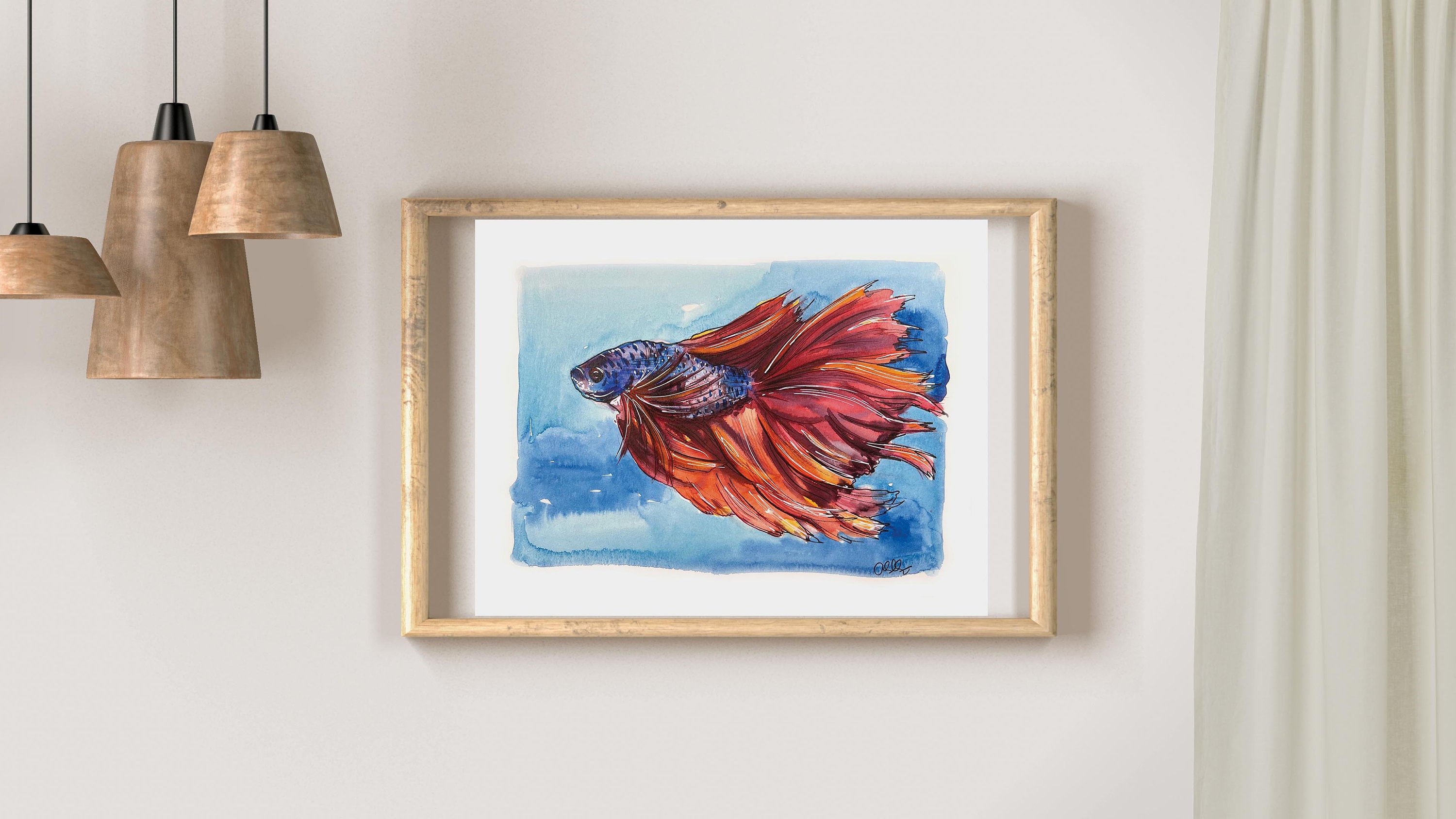 Betta Fish Wall Art, Kids Room Decor, Animal Wall Decor, Fish Wall Art ...