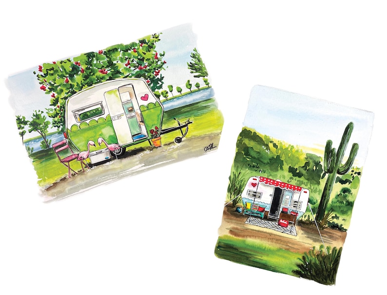 Vintage camper camping art i love camping RV art print | Etsy
