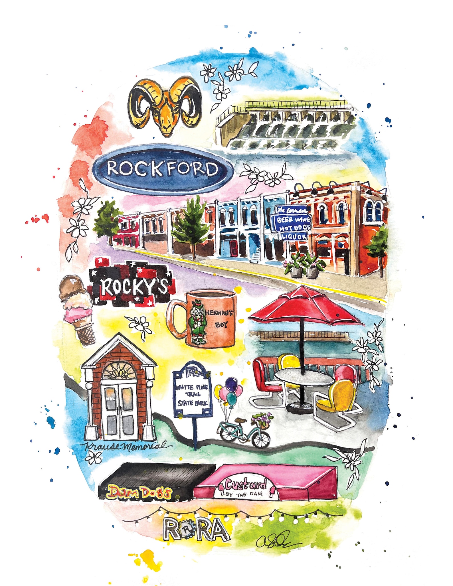 Rockford Michigan, Rockford Wall Decor, Rockford Art, Corner Bar ...