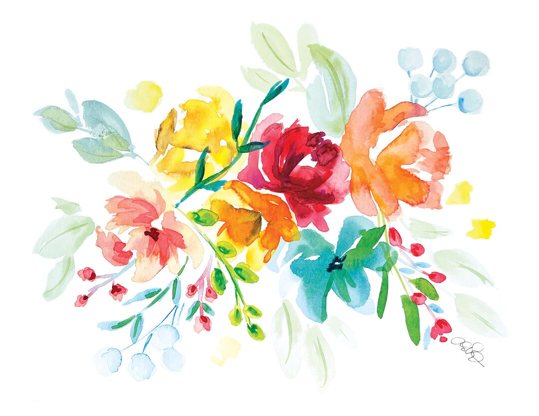 Soft Floral, Watercolor Print, Mint Floral, Beautiful Spring Art ...