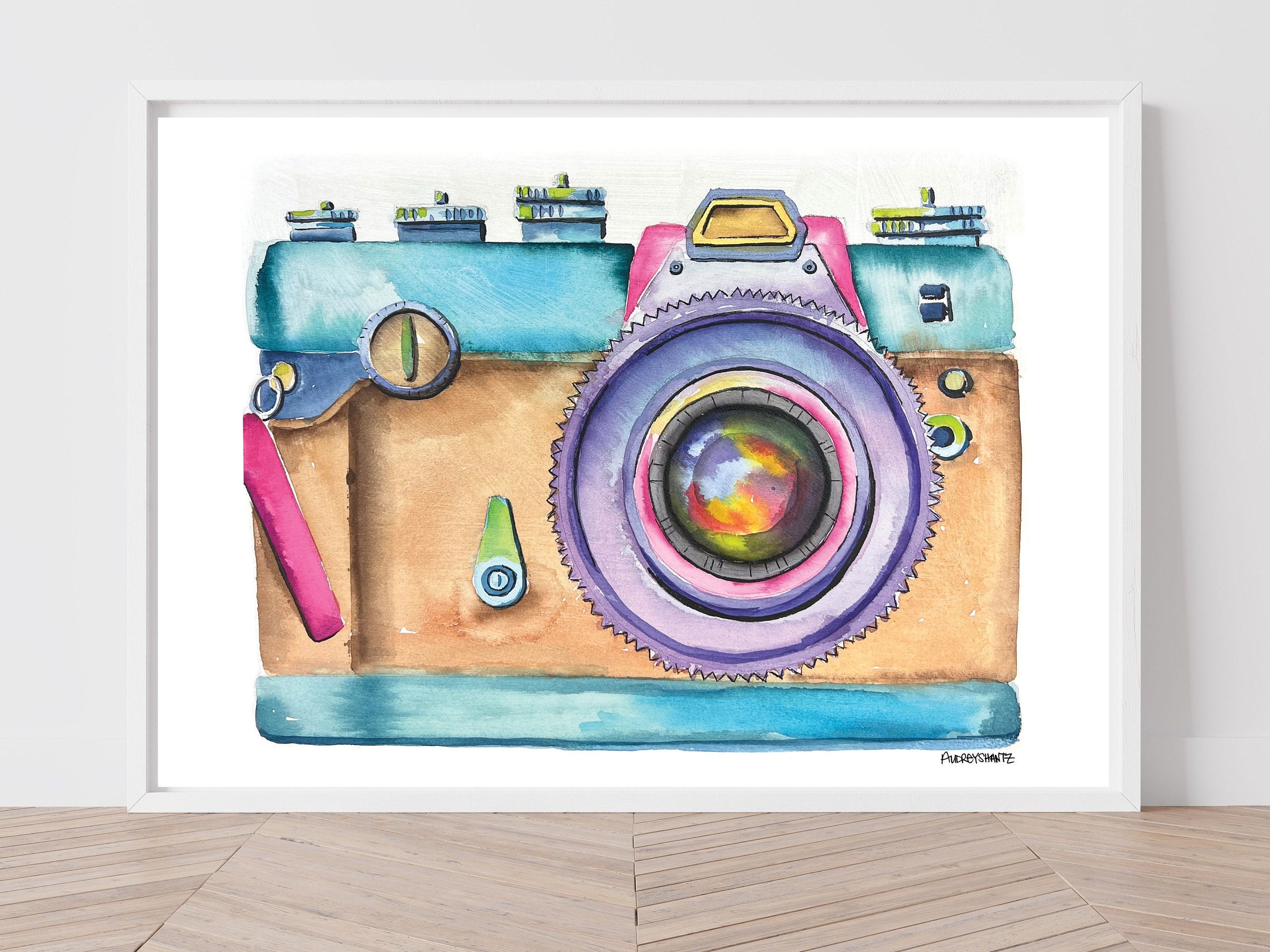 Vintage Camera, Retro Camera Painting, Watercolor Camera, Colorful ...