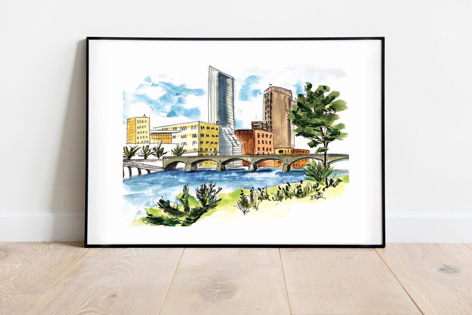 Grand Rapids, GR Watercolor, Michigan Art, Grand Rapids Art, Landscape ...