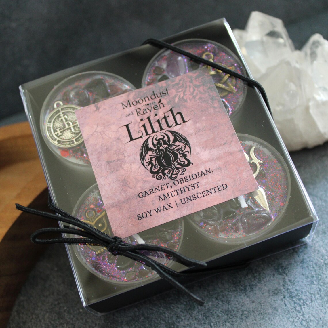 Lilith Tealight Crystal Candles, Ritual Candles, Witchy Candles, Witchy ...