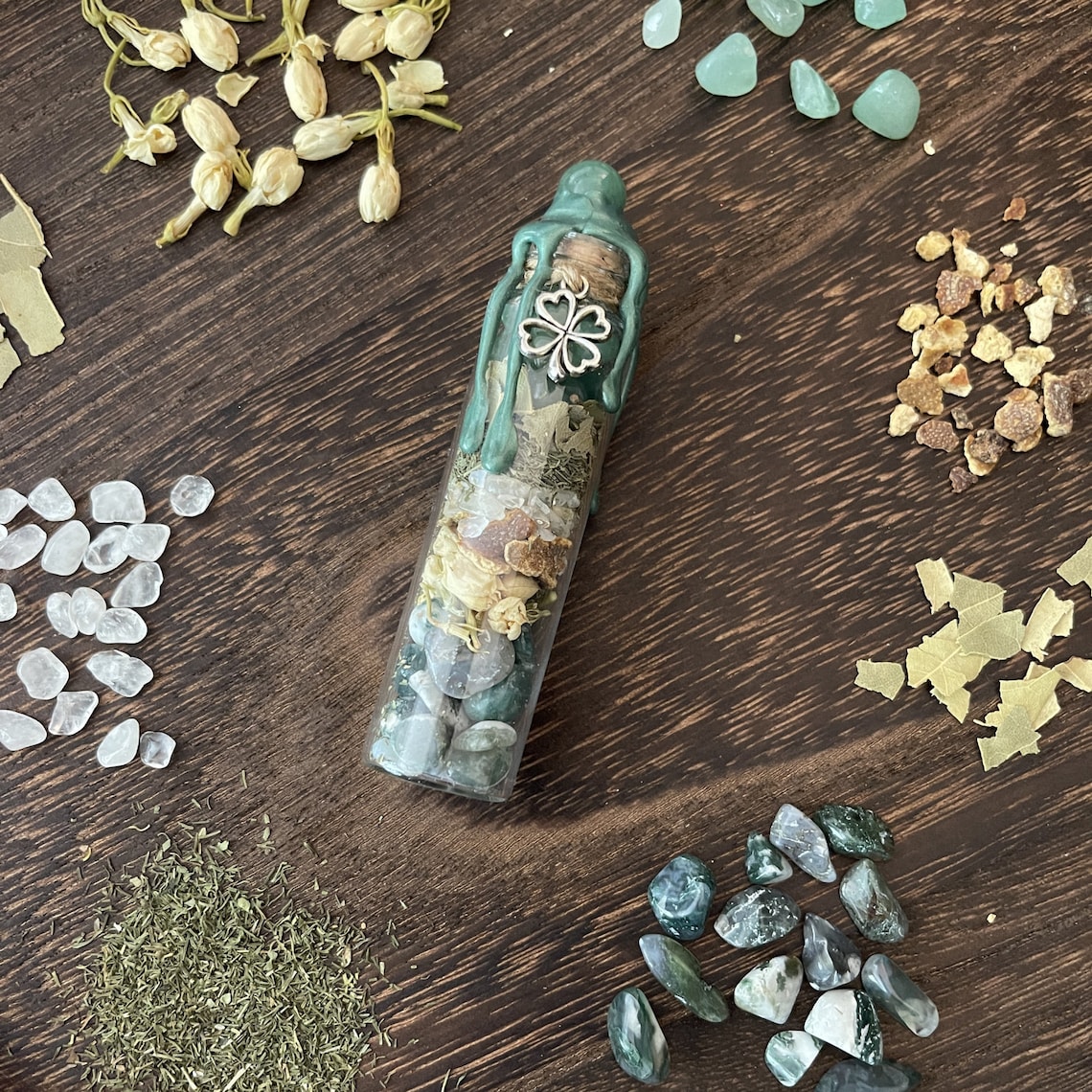 Abundance Spell Bottle, Good Luck Spell Jar, Intention Manifestation ...