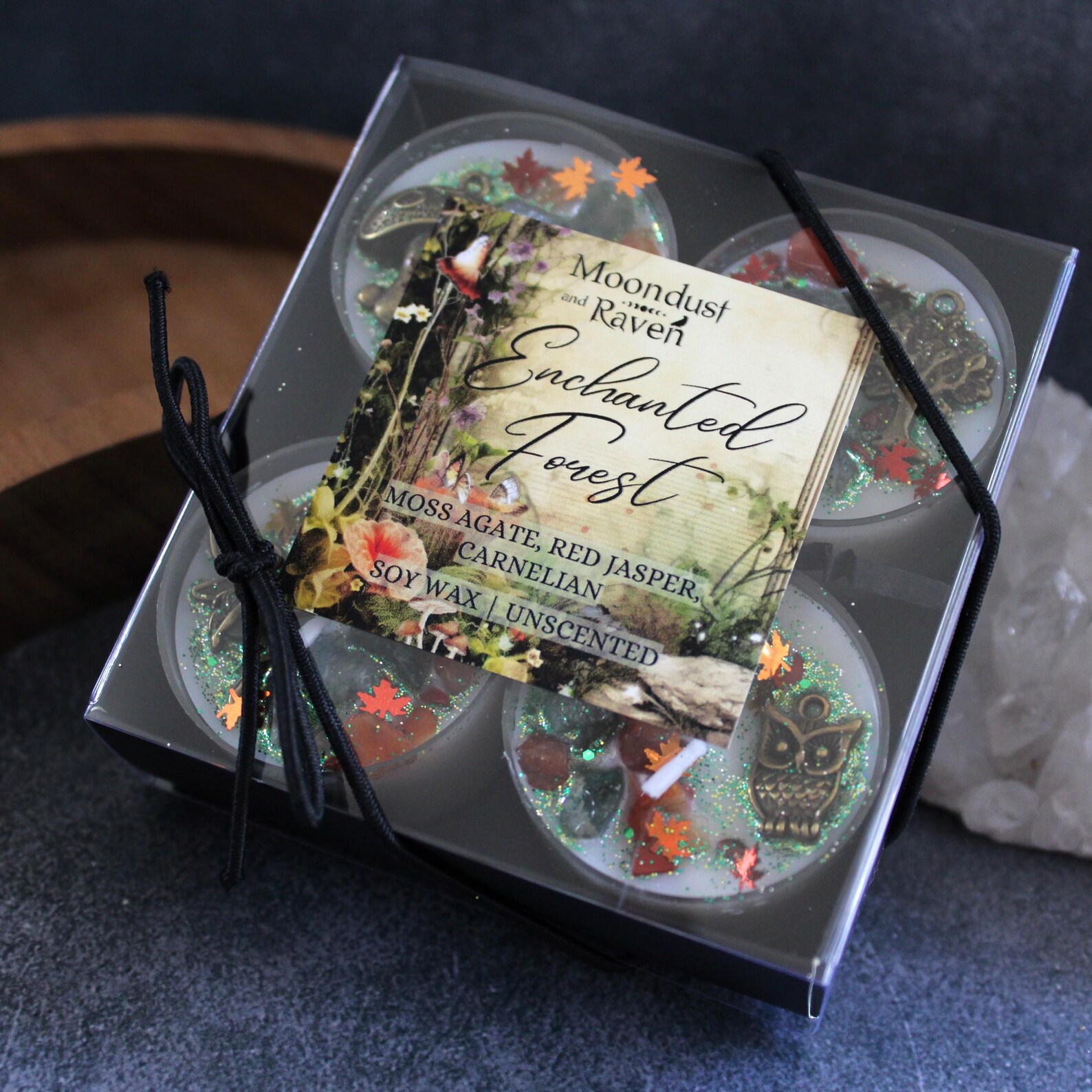 Enchanted Forest Tealight Crystal Candles, Ritual Candles, Witchy ...
