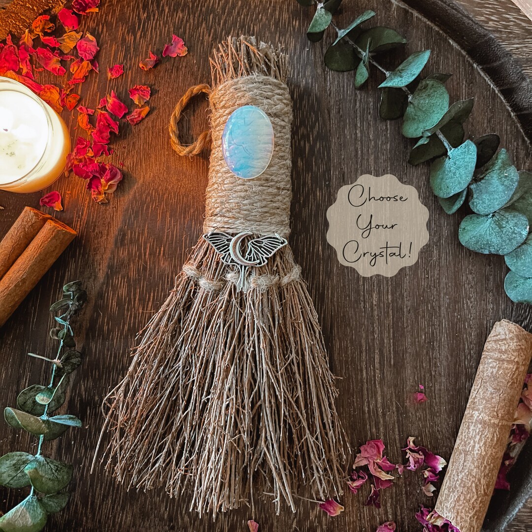 Luna Moth Witch's Besom, Witch's Broom, Altar Cleansing, Protection Besom, Cinnamon Broom ...
