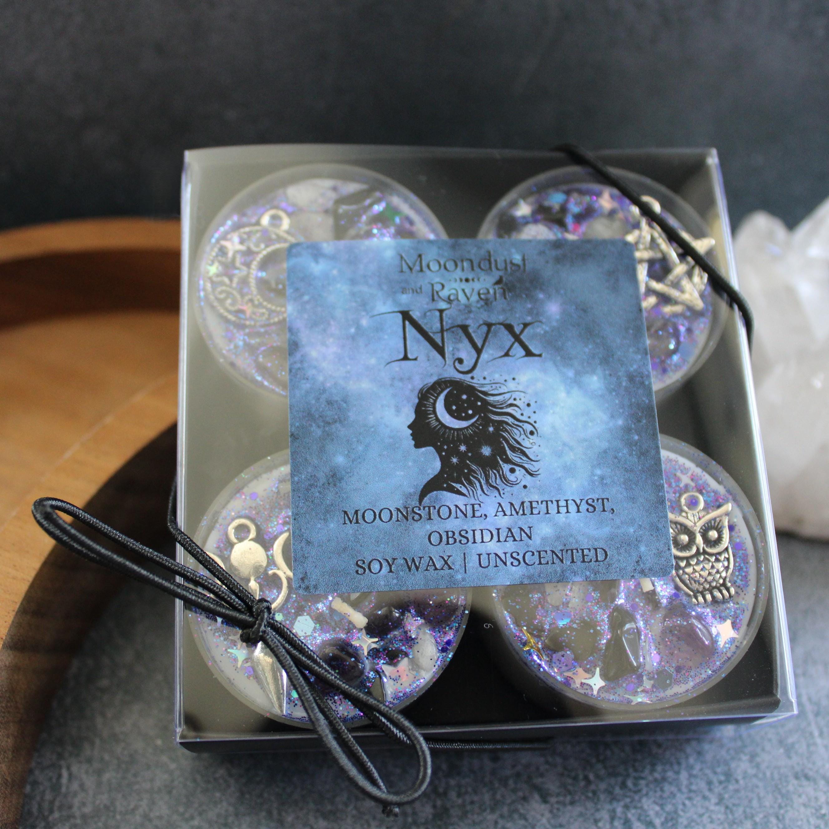 Nyx Goddess Tealight Crystal Candles, Ritual Candles, Witchy Candles ...