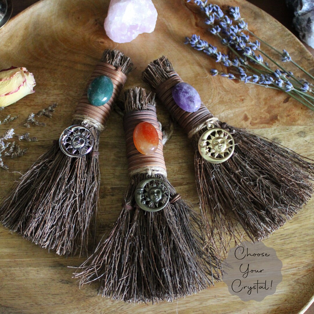 Moon and Sun Celestial Witches Broom, Crystal Witches Besom, Witchy Cinnamon Broom, Witchy Decor ...