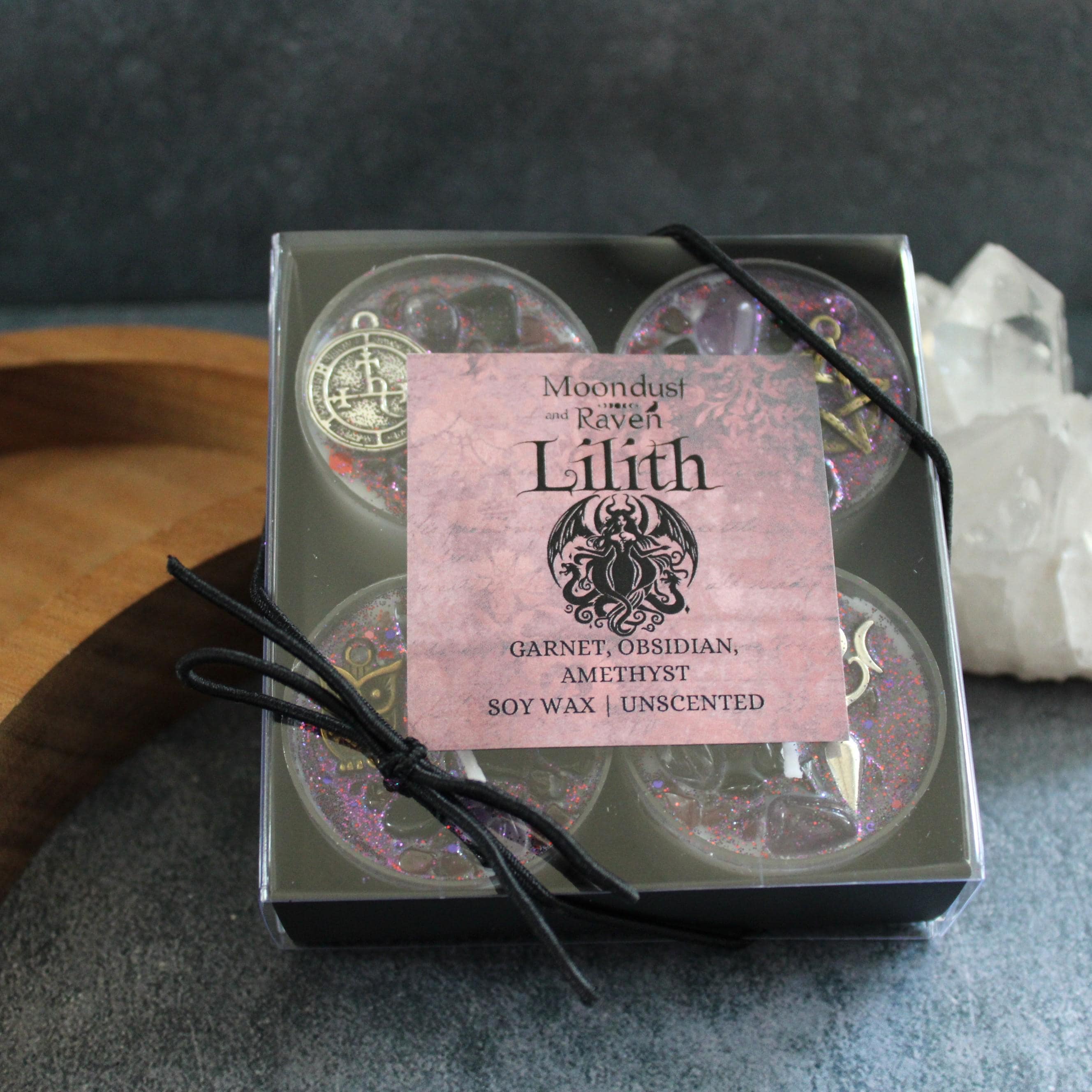 Lilith Tealight Crystal Candles, Ritual Candles, Witchy Candles, Witchy ...