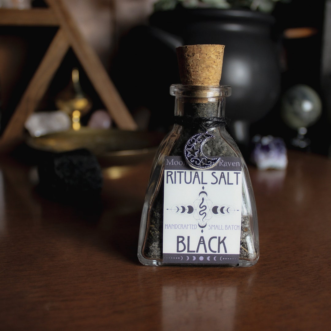 Black Ritual Salt Witches Black Salt Protection Banishing Altar Salt Casting Salt
