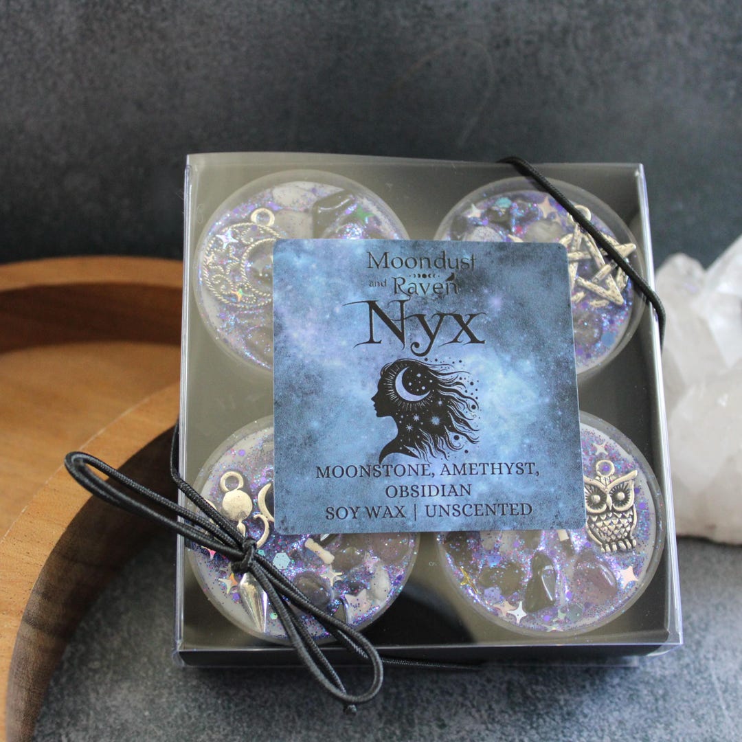 Nyx Goddess Tealight Crystal Candles, Ritual Candles, Witchy Candles ...