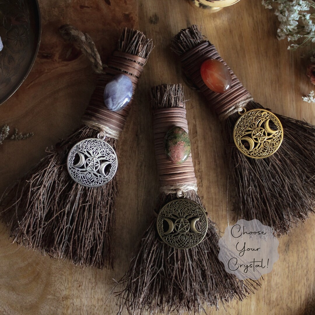 Tree of Life Pentacle Witch's Broom, Crystal Witch Besom, Witchy Cinnamon Broom, Witchy Decor ...