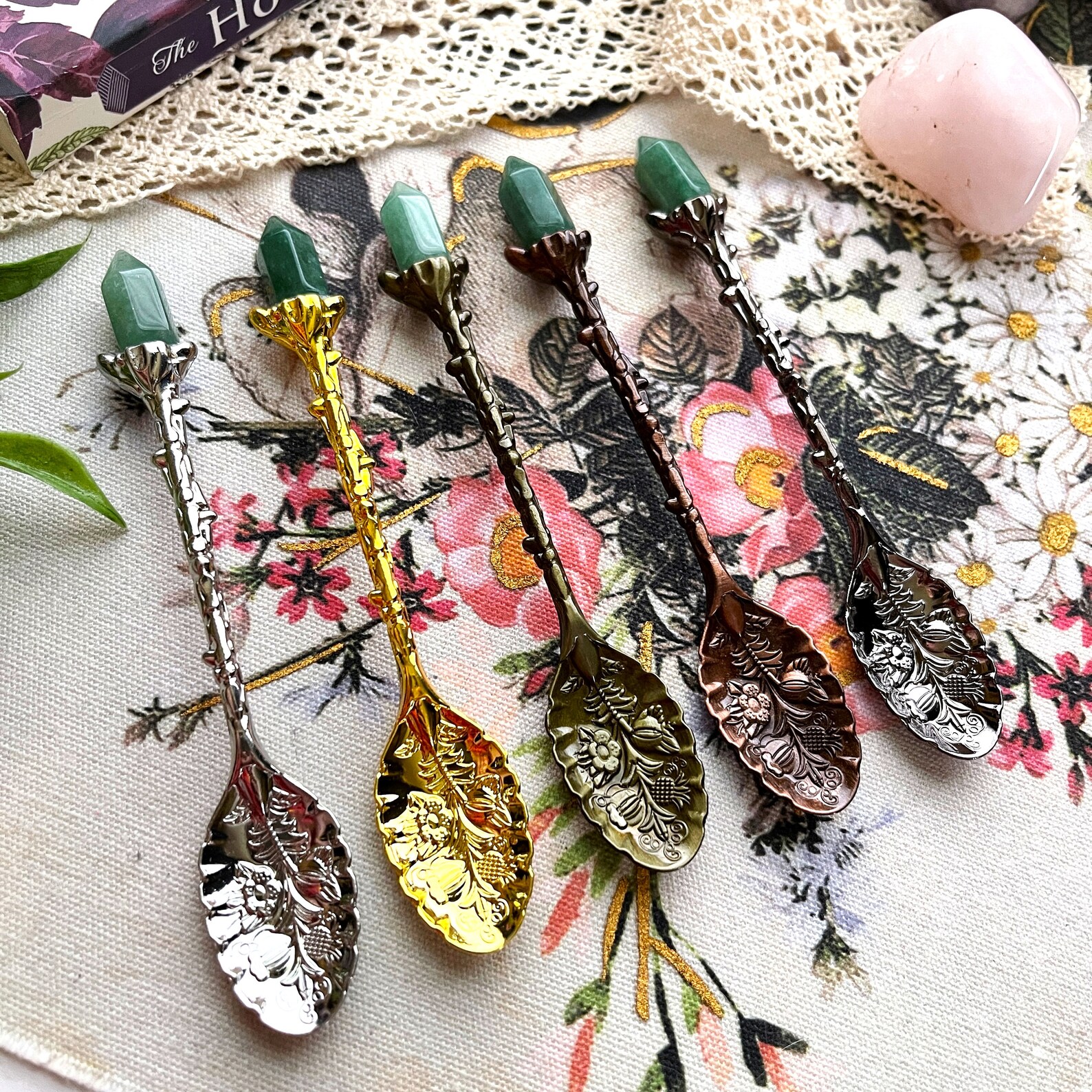 Crystal Witch Spoon Green Aventurine Herb Spoon Altar | Etsy