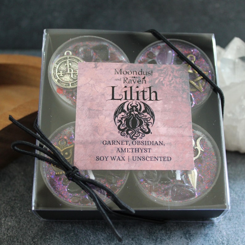 Lilith Tealight Crystal Candles, Ritual Candles, Witchy Candles, Witchy ...