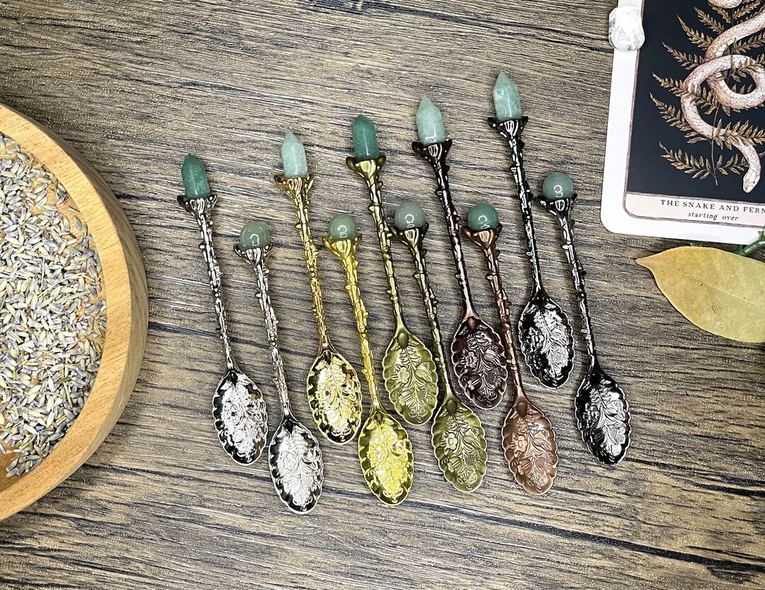 Crystal Witch Spoon Green Aventurine, Crystal Spoon, Altar Tools ...