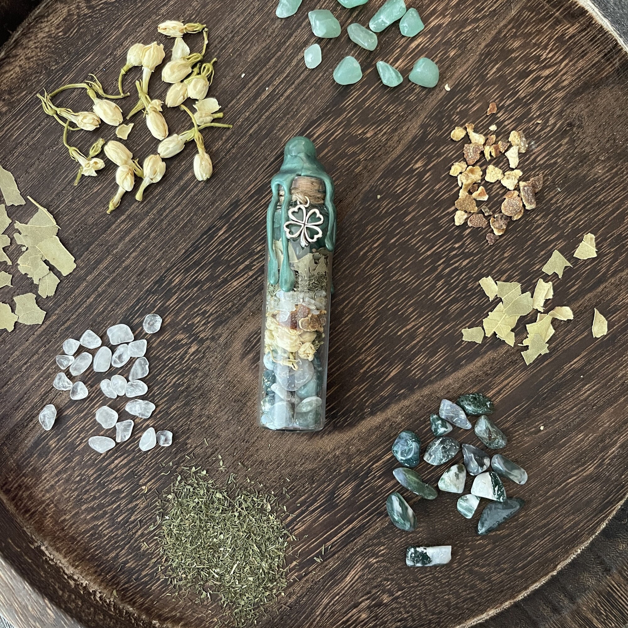 Abundance Spell Bottle, Good Luck Spell Jar, Intention Manifestation ...