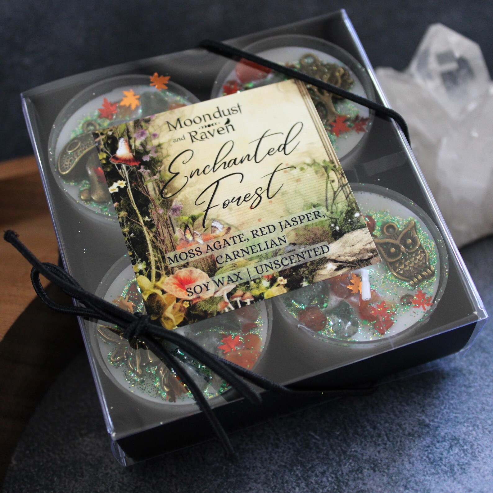 Enchanted Forest Tealight Crystal Candles, Ritual Candles, Witchy ...