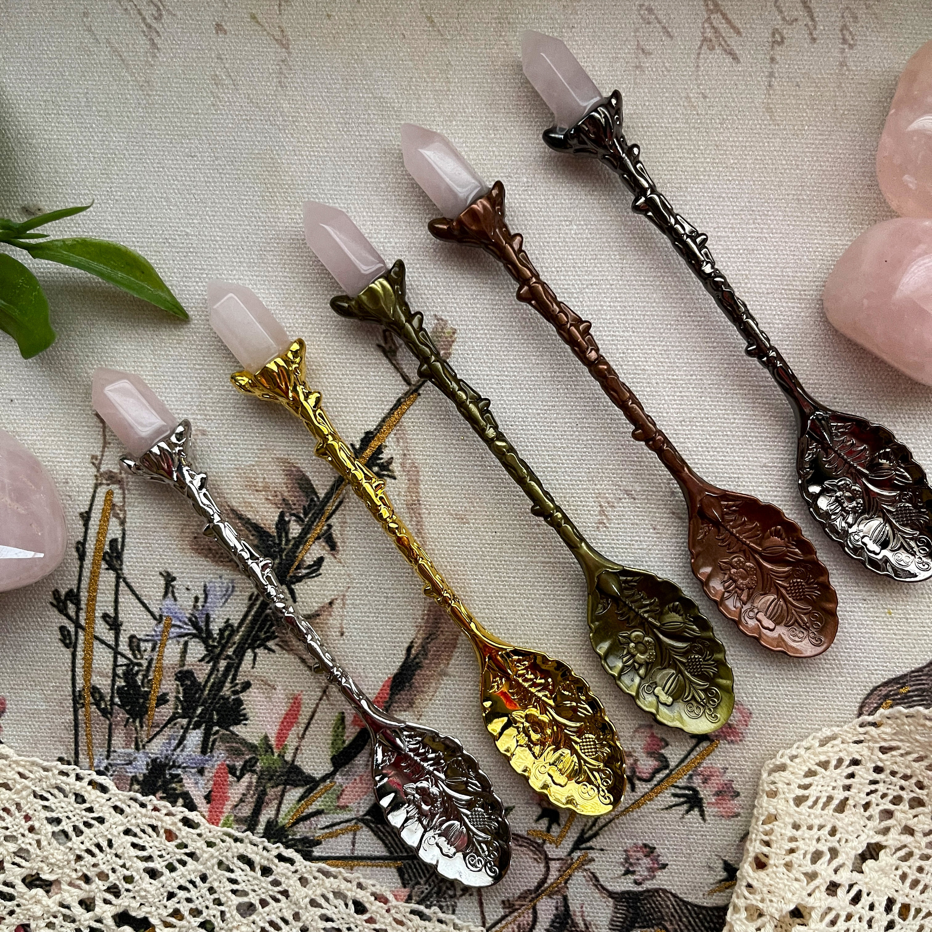 Rose Quartz Crystal Spoon, Crystal Spoon, Altar Tools, Fairy Spoon ...