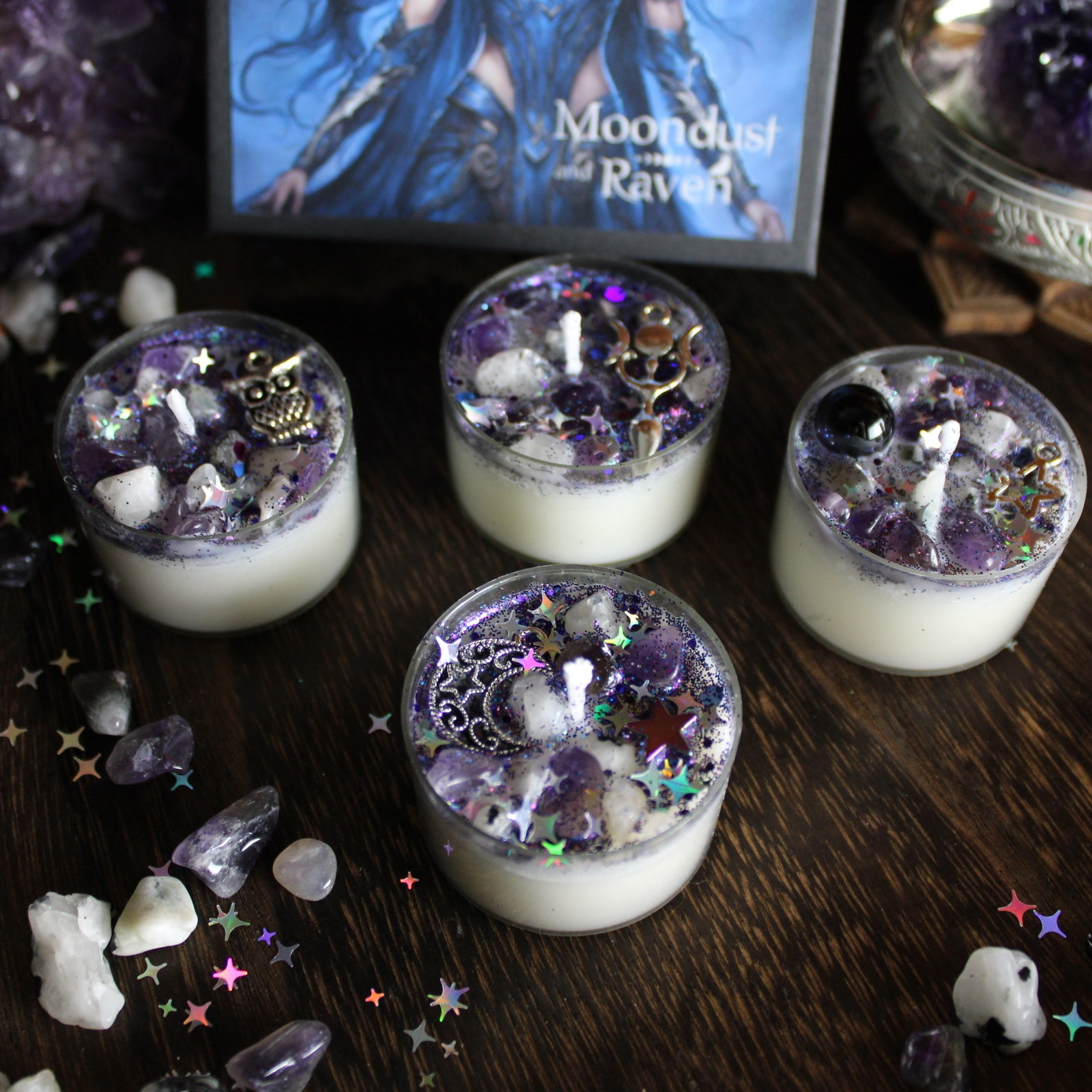 Nyx Goddess Tealight Crystal Candles, Ritual Candles, Witchy Candles ...